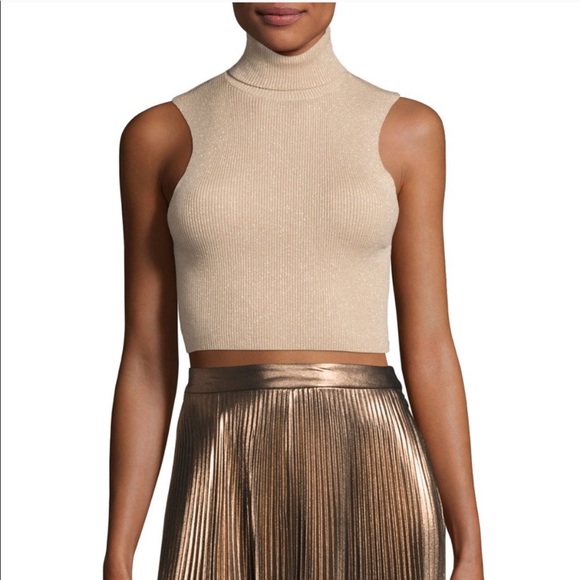 A.L.C. | Tops | Alc Gold Sparkle Crop Top Medium | Poshmark
